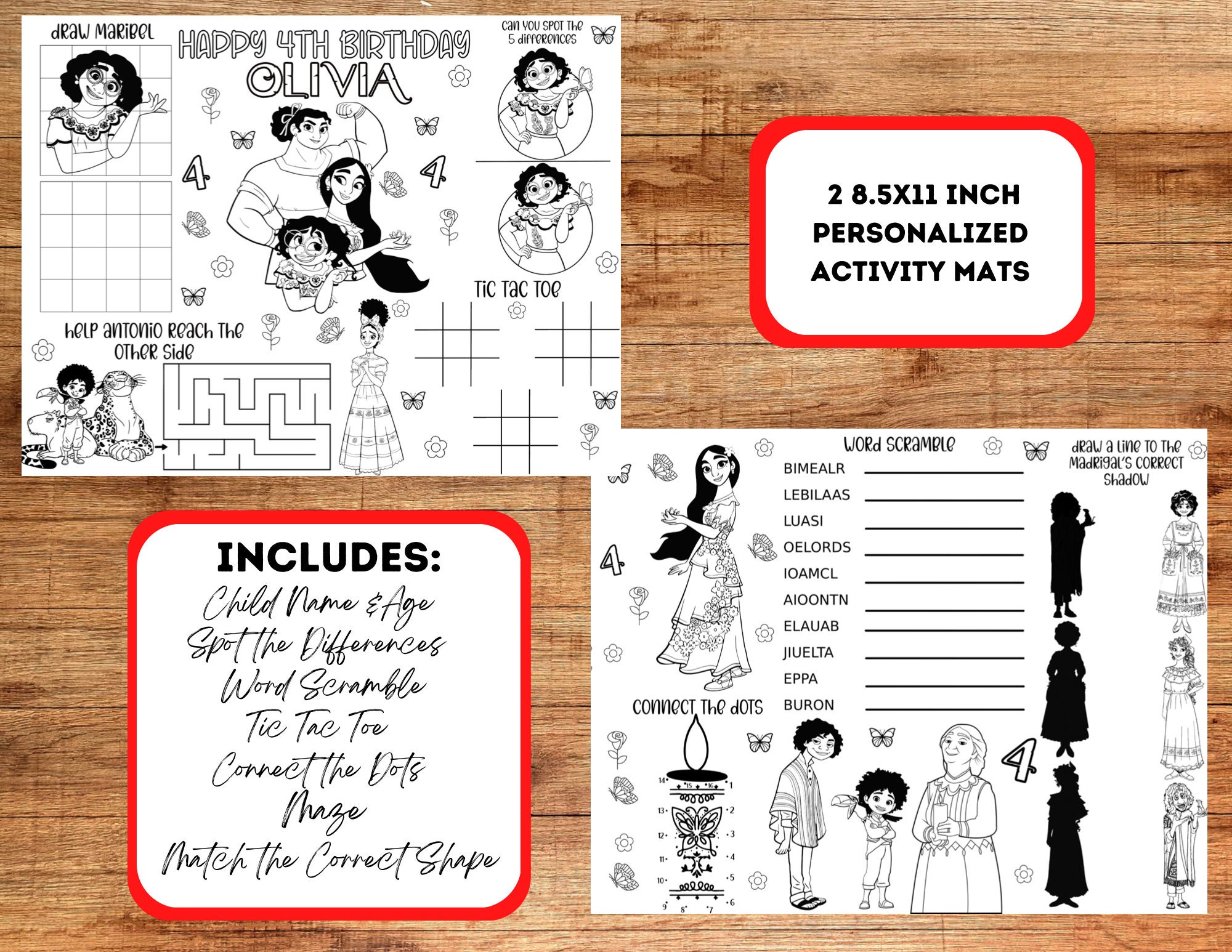 Encanto Coloring Pages Encanto Activity Mats - Etsy