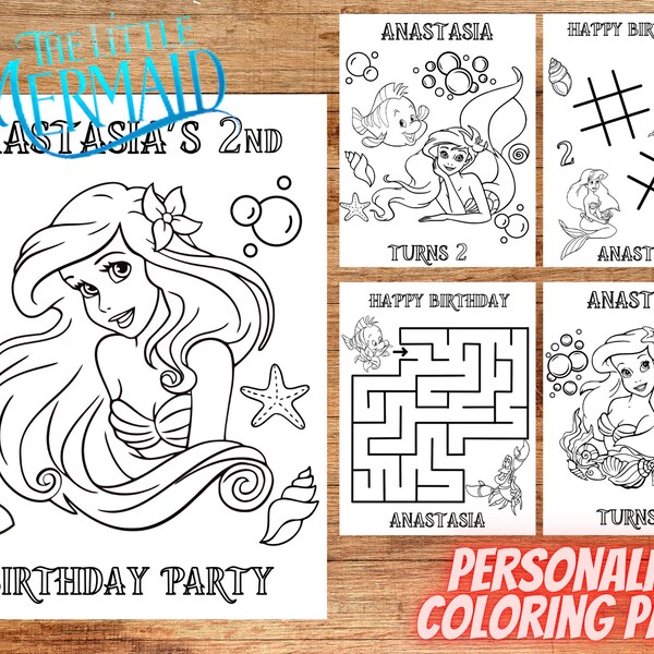 The Little Mermaid Coloring Pages - Etsy