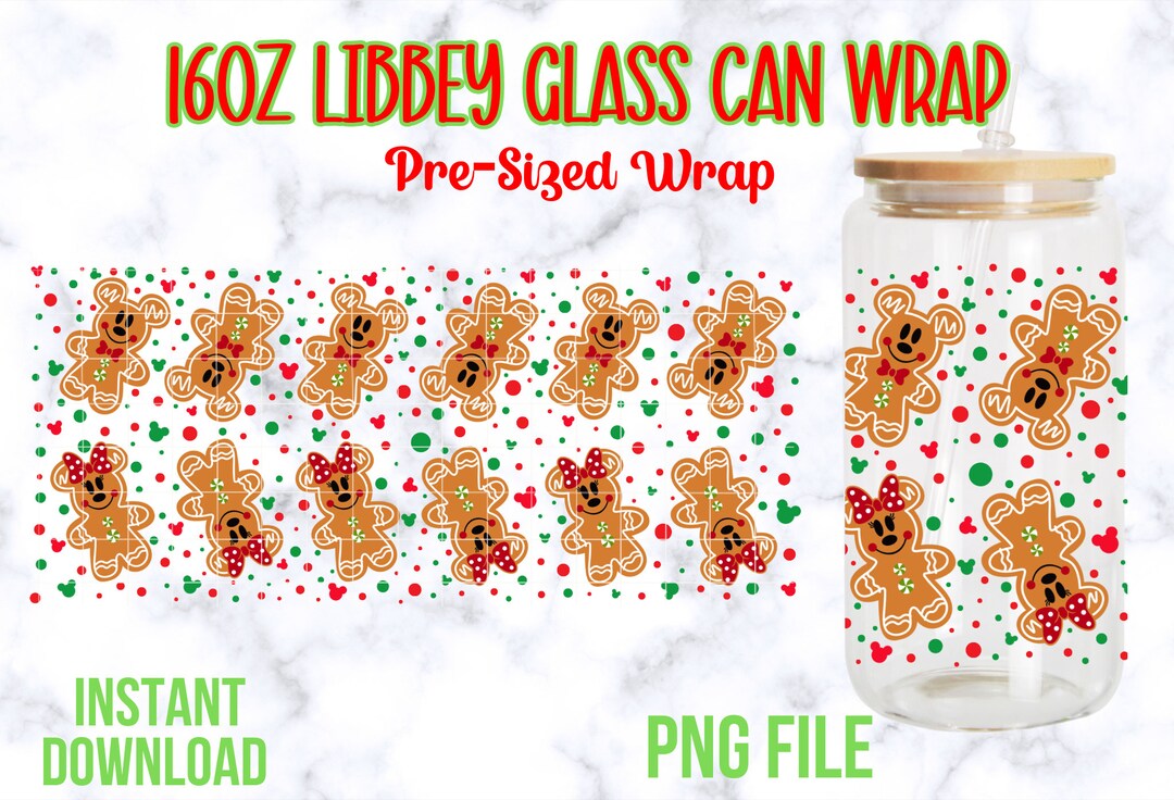 Gingerbread 16oz Glass Wrap, Full Size Wrap, 16oz Libbey Glass Wraps ...