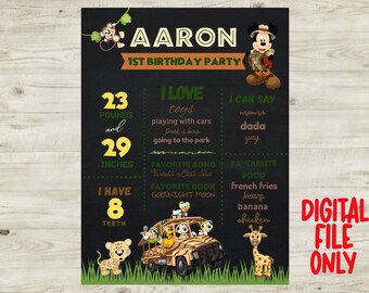 Mickey Mouse Wild One Birthday Milestone Board - Etsy