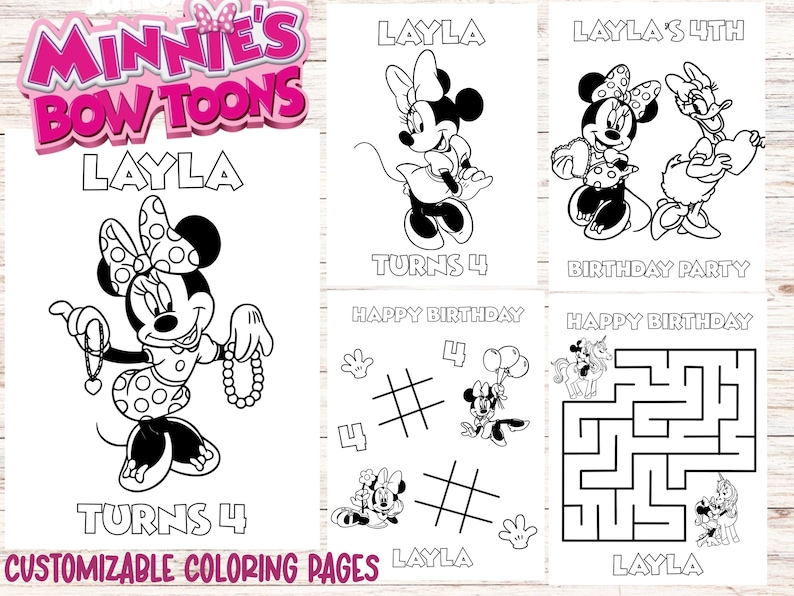 Minnie Mouse Printable Coloring Pages - Etsy
