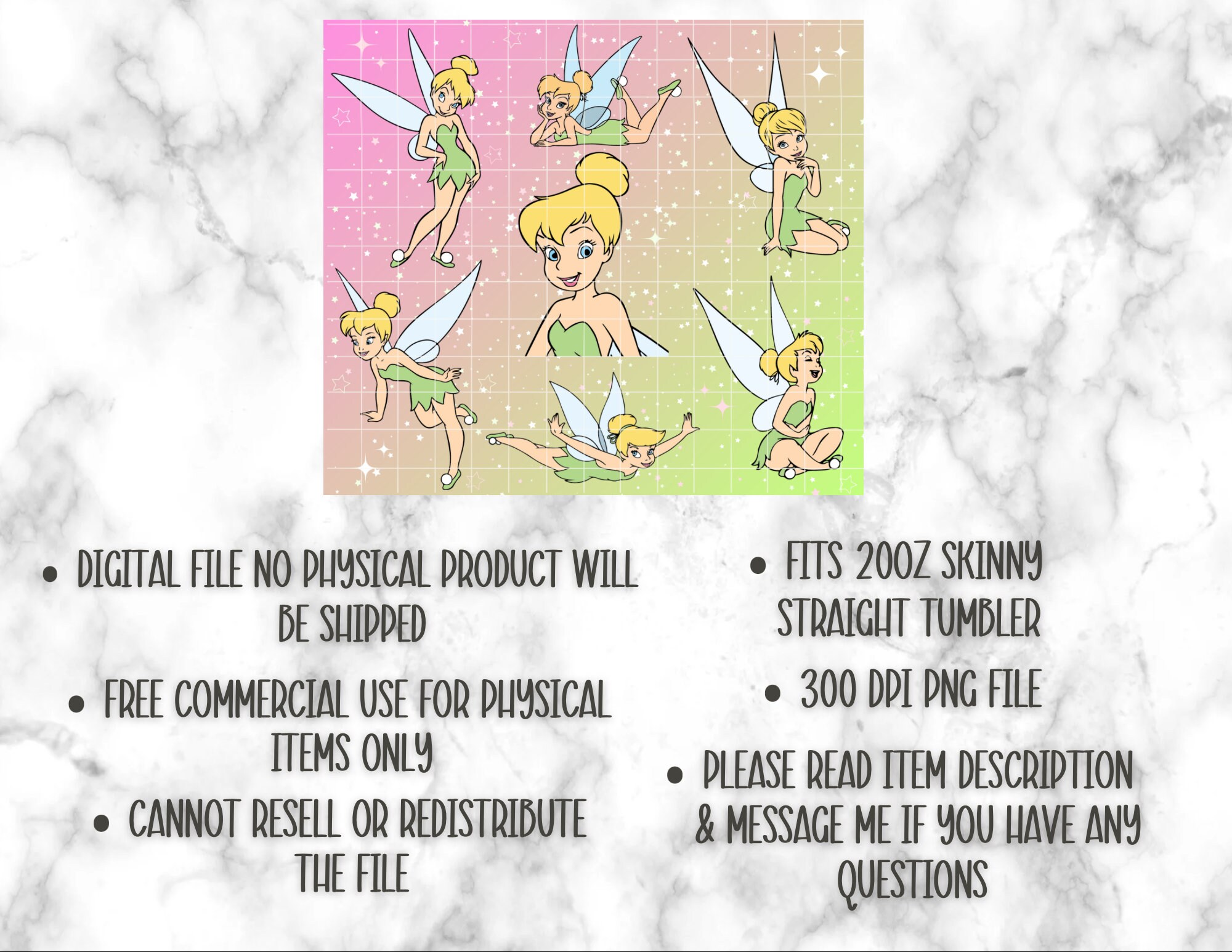 Tinkerbell Tumbler Wrap, Tinkerbell 20oz Tumbler, Full Size Wrap ...