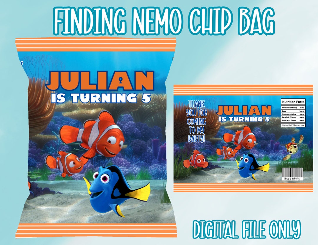Finding Nemo Chip Bag, Finding Dory Chip Bag, Finding Nemo Party Favors, Nemo, Dory, Nemo ...