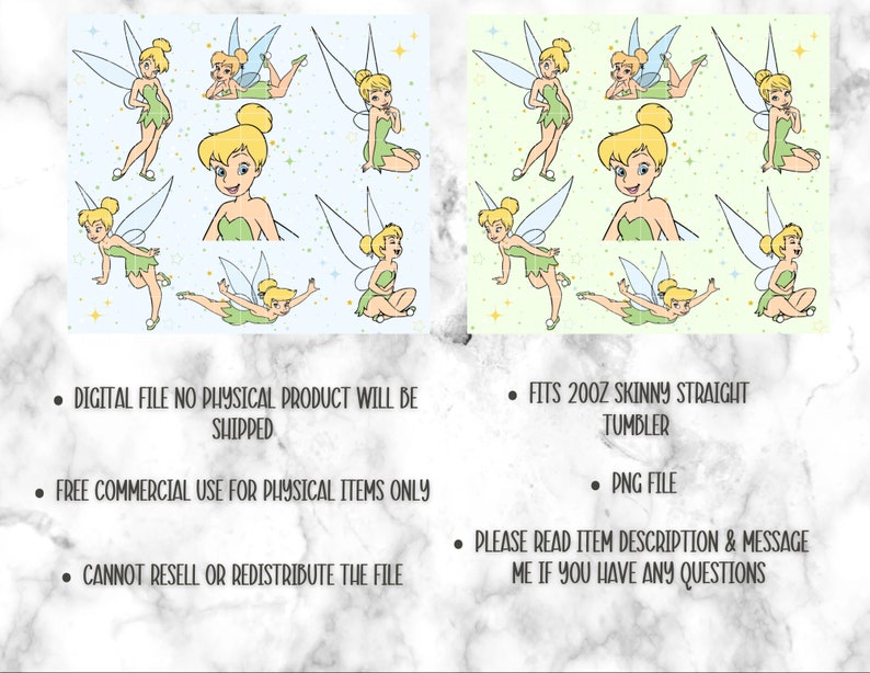 Tinkerbell Tumbler Wrap, Tinkerbell 20oz Tumbler, Full Size Wrap ...