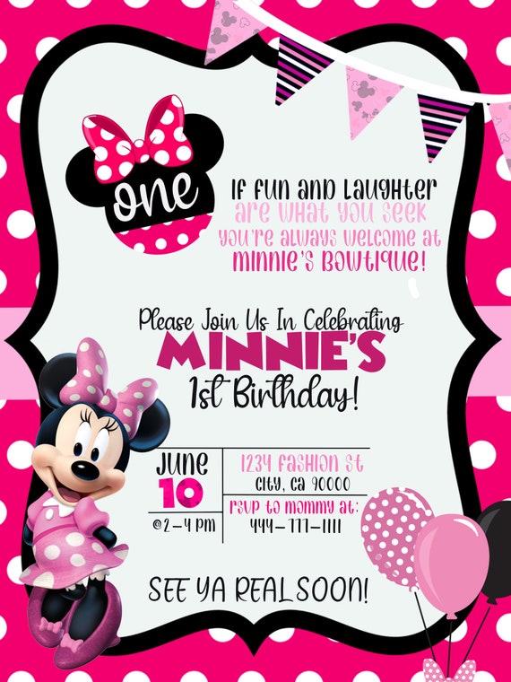 Minnie Mouse Bowtique Invitation