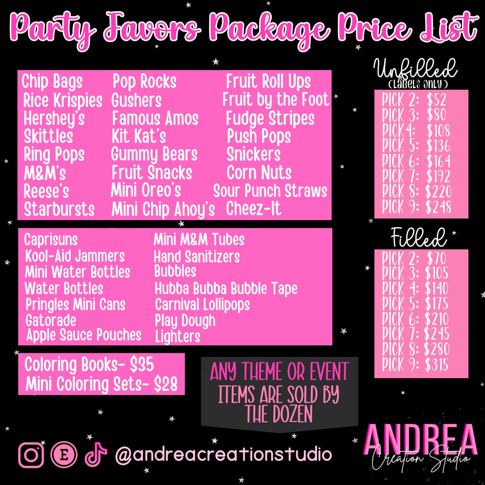Custom Party Favors, Party Favor Packages, Birthday Party Party Favors ...