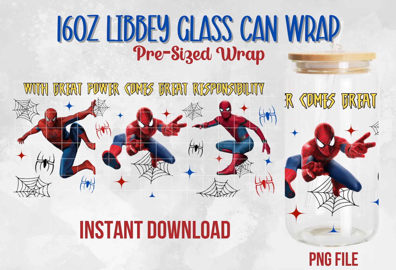 Spider 16oz Wrap, 16oz Libbey Glass Wrap, Superhero Wrap, Superhero ...