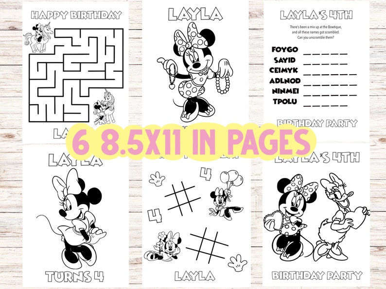 Minnie Mouse Printable Coloring Pages - Etsy