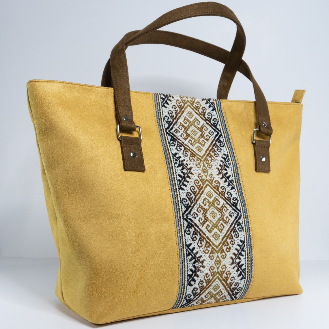 Peruvian Shoulder Bag, Faux Suede Bag, Bag With Zipper, Gift for Women ...