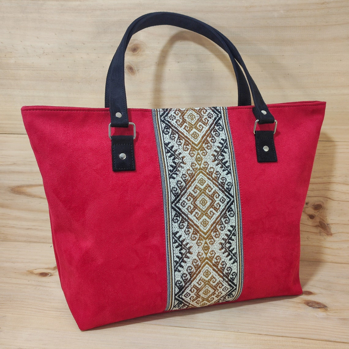 Peruvian Shoulder Bag, Faux Suede Bag, Bag With Zipper, Gift for Women ...