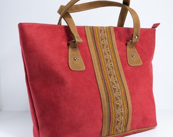 Peruvian Shoulder Bag, Faux Suede Bag, Bag With Zipper, Gift for Women ...