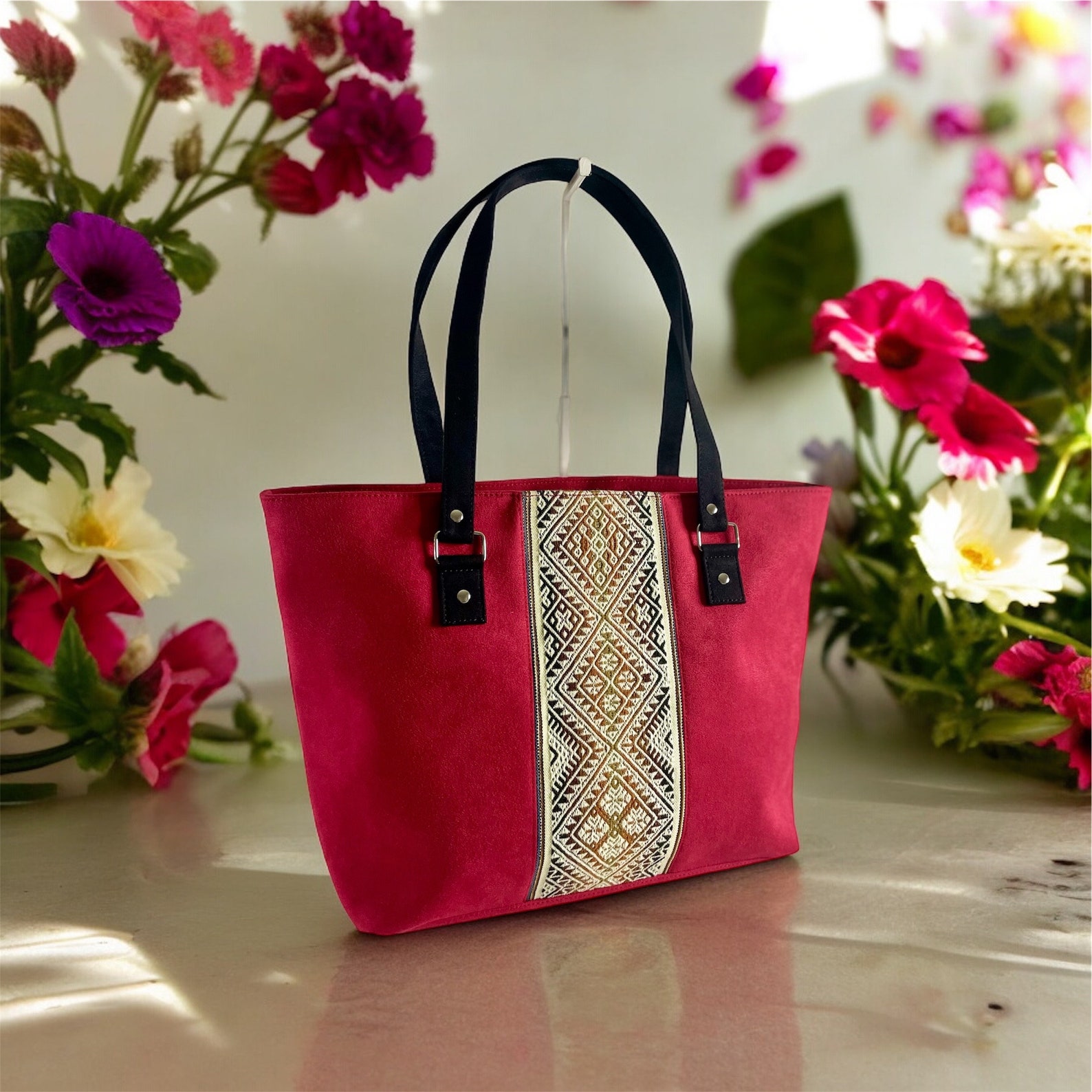 Peruvian Shoulder Bag, Faux Suede Bag, Bag With Zipper, Gift for Women ...