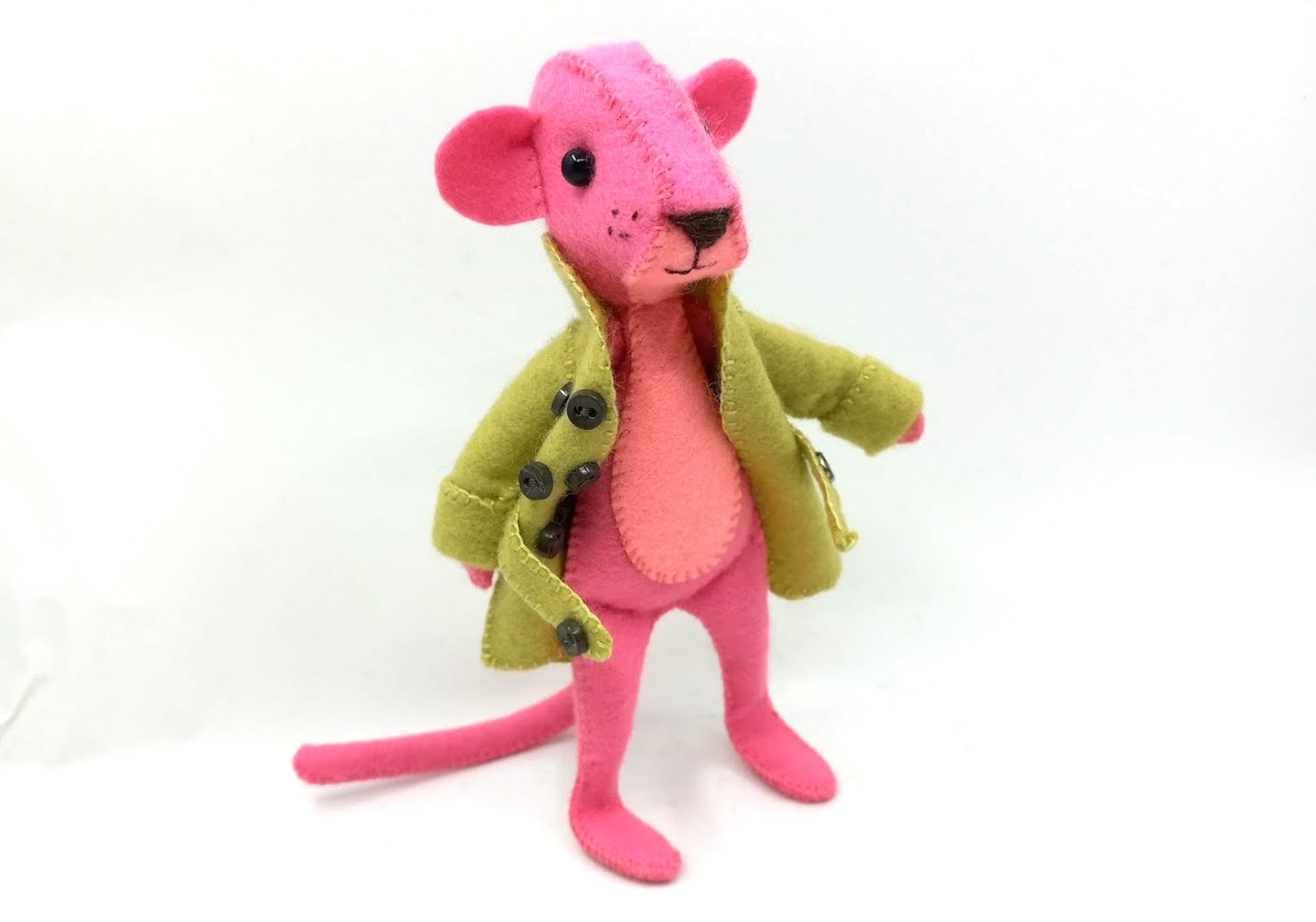 Wool Felt Pink Lion Panther in Trenchcoat - Etsy