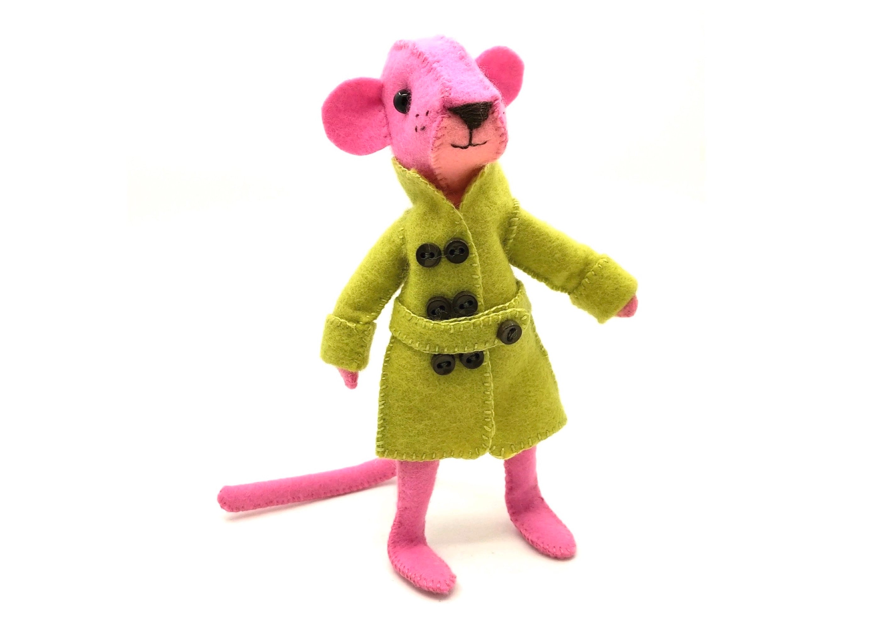Wool Felt Pink Lion Panther in Trenchcoat - Etsy