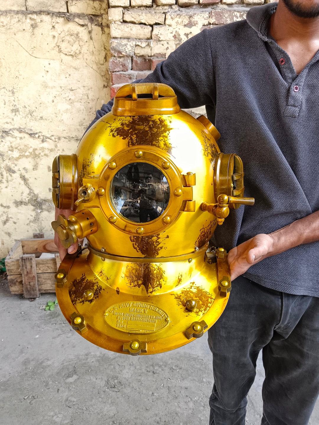 Diving Helmet Mark V Helmet US Navy Helmet Marine Helmet Scuba Diving ...