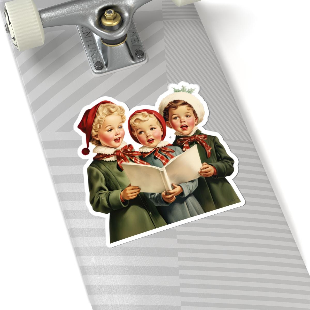 Vintage Christmas Carolers Sticker, Retro Holiday Kids Decal, Classic ...