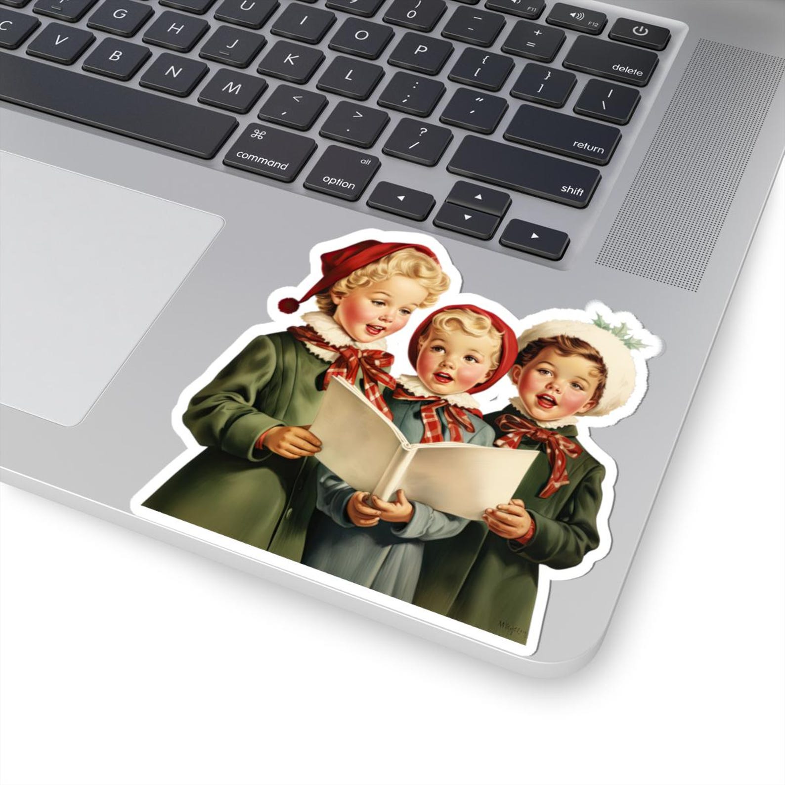 Vintage Christmas Carolers Sticker, Retro Holiday Kids Decal, Classic ...