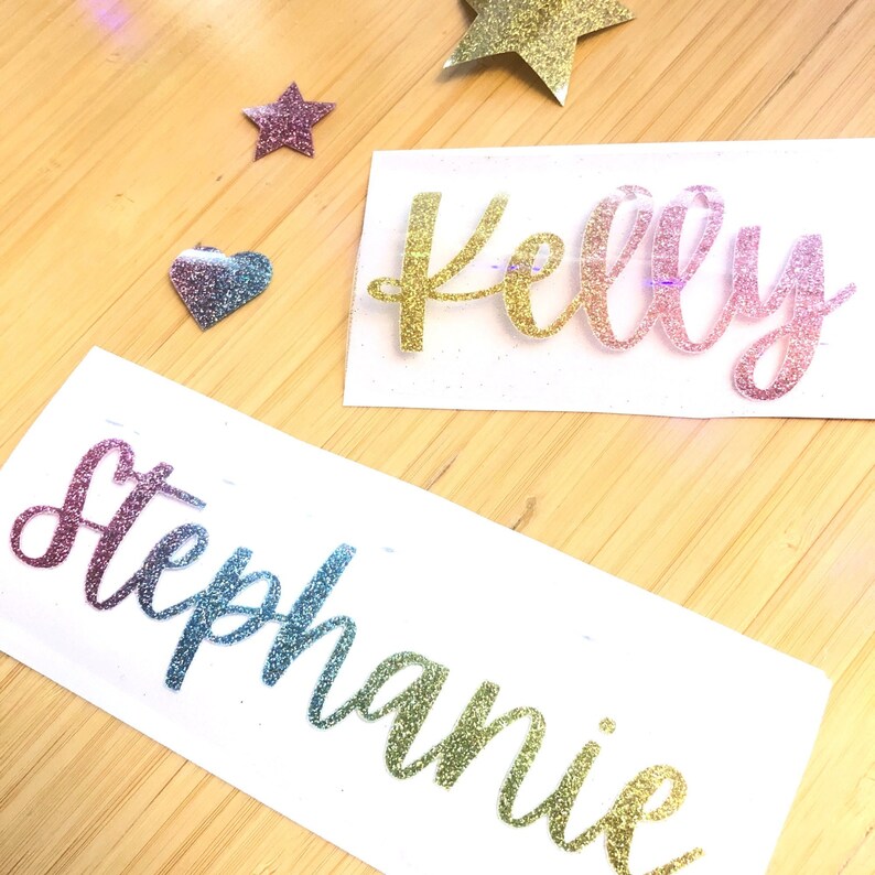 Custom HTV Name Glitter Heat Transfer Vinyl Iron on Decals Name ...
