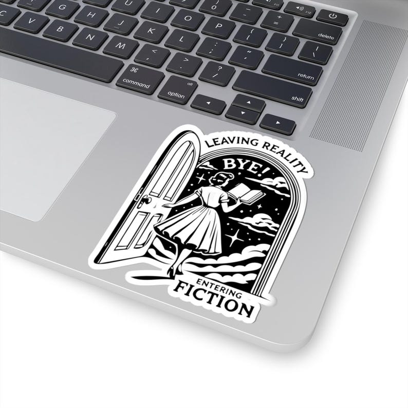 Leaving Reality Entering Fiction Sticker – Retro Book Lover Vinyl ...