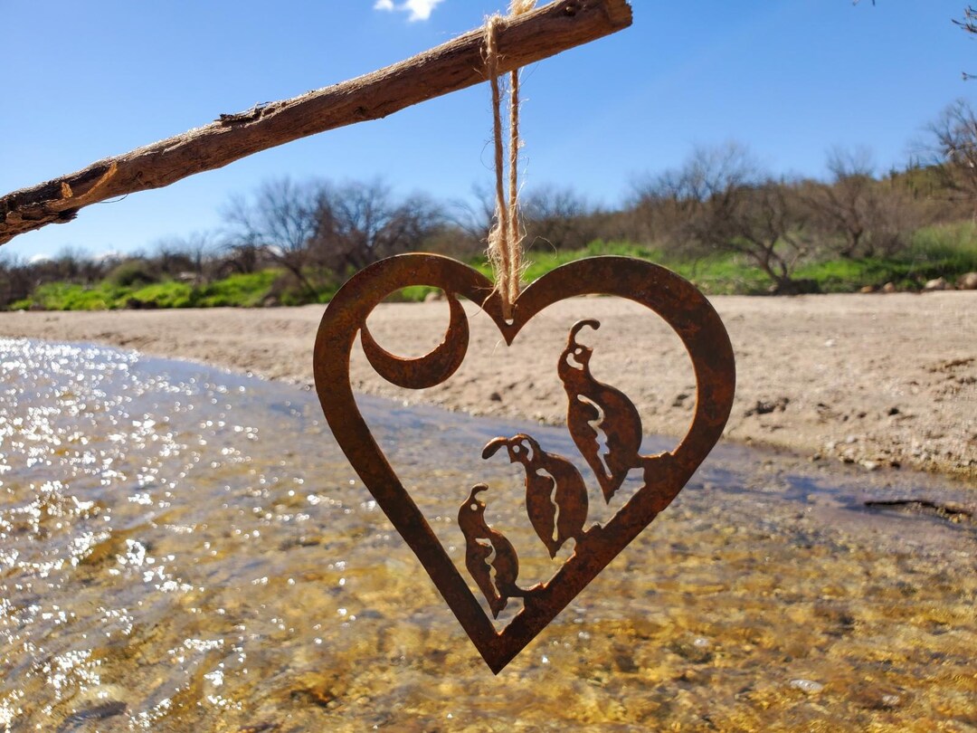 Quail Heart Ornament/ Desert / Metal Art / Holiday Decoration ...