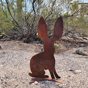Metal Jackrabbit Sculpture / 22 Inch Life-sized / Southwest Desert ...