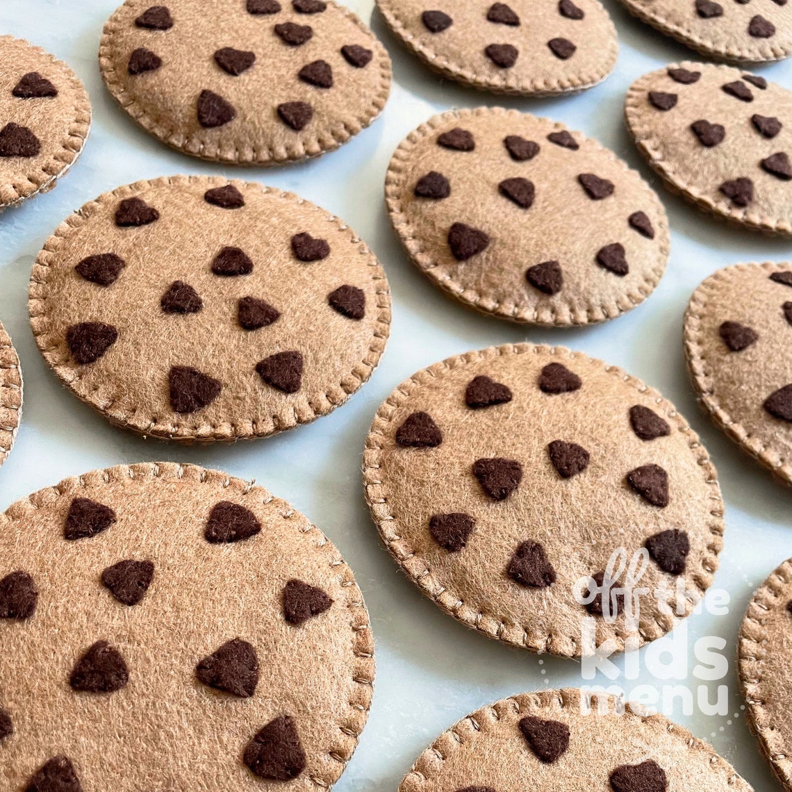 Felt Chocolate Chip Cookie, Felt Food for Play Kitchen, Imaginary Play ...