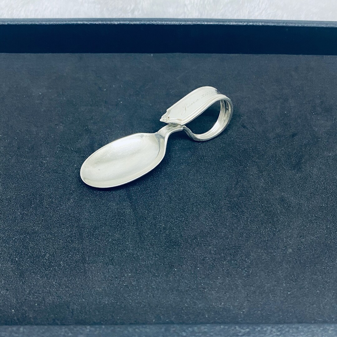 Vintage Sterling Silver Curved Handle Baby Spoon,antique Sterling ...