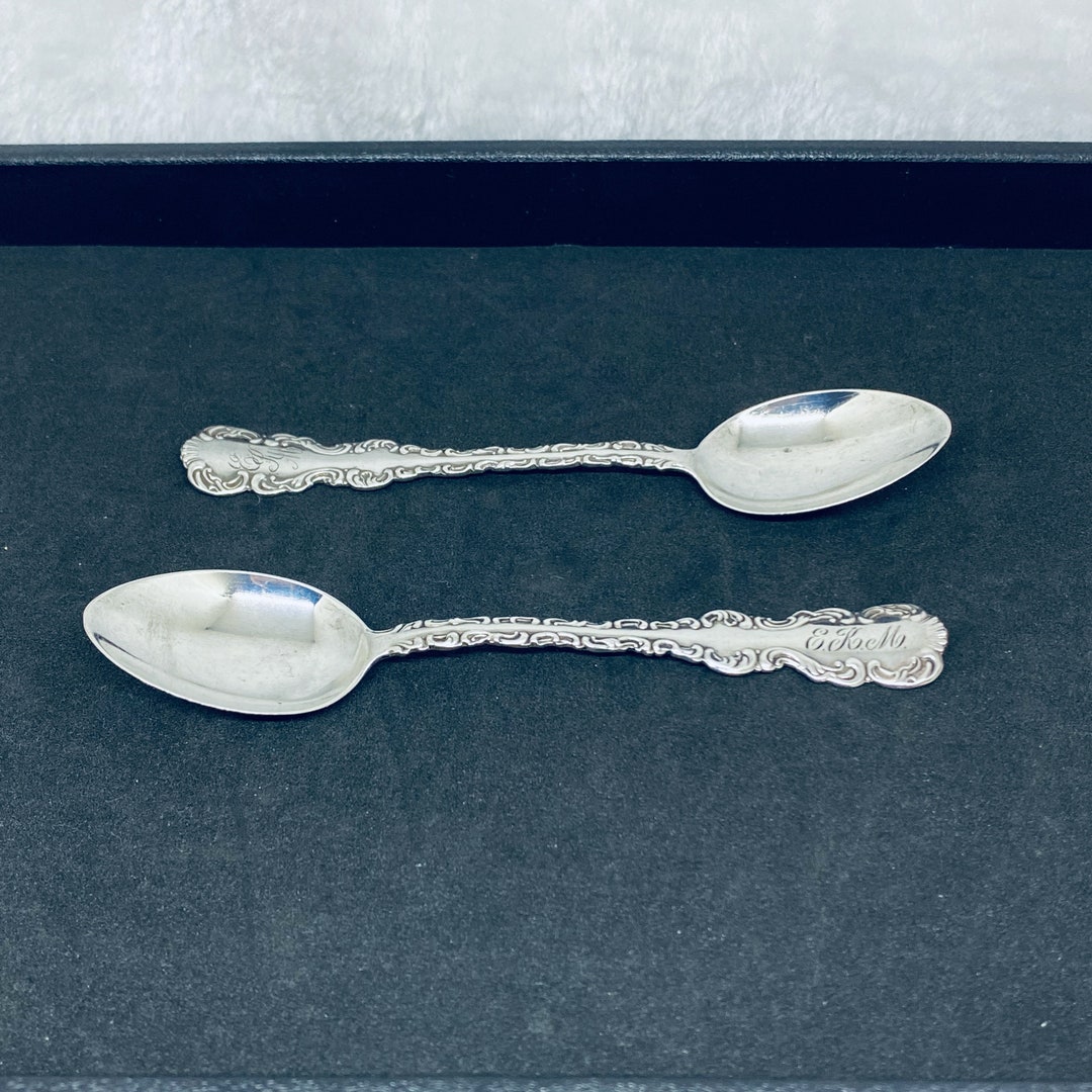 Antique Sterling Silver Teaspoons (set of 2), Five O'clock Teaspoon, 5 ...