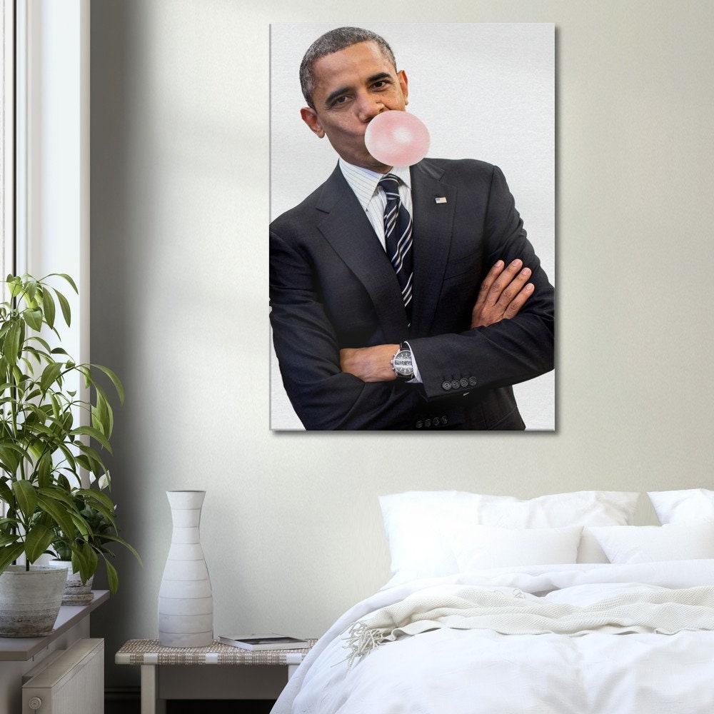 President Barak Obama Bubble Gum Pop Art, Whimsical Altered Portrait ...