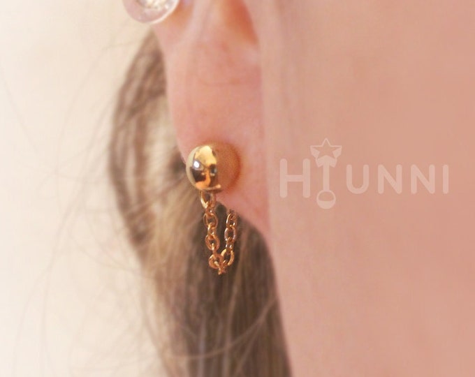 16g Conch Chain Earring, Conch Hoop Earring, Helix Earring, Ear ...