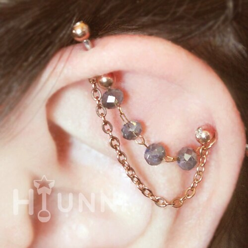 16g 14g Star Chain Industrial Piercing Earring Double Chain 2 - Etsy