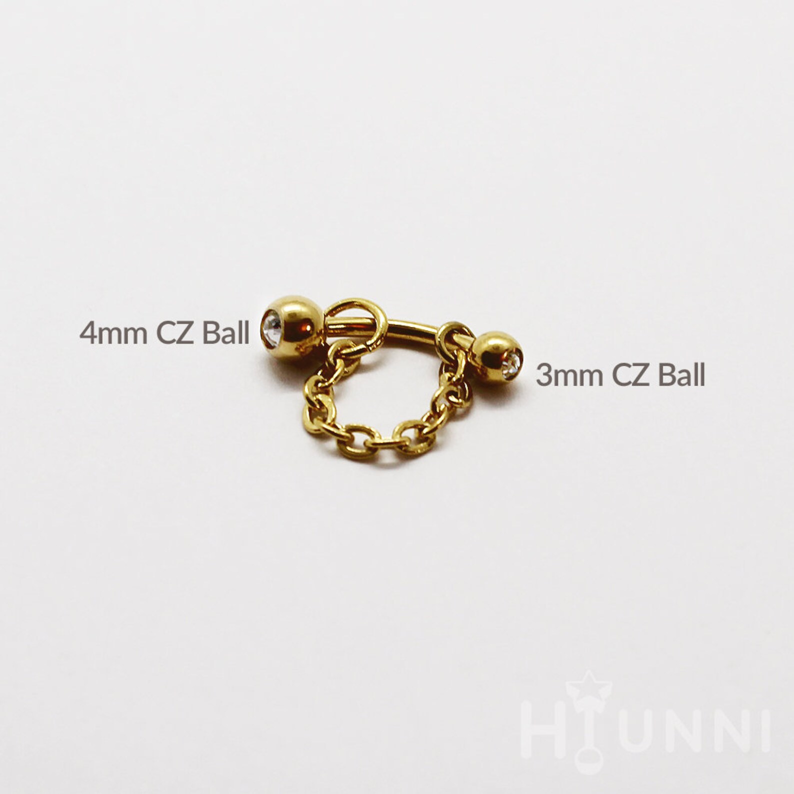 16g Chain Curved Barbell, Rook Chain Earring, Eyebrow Ring, Belly ...