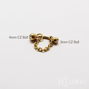 16g Chain Curved Barbell, Rook Chain Earring, Eyebrow Ring, Belly ...