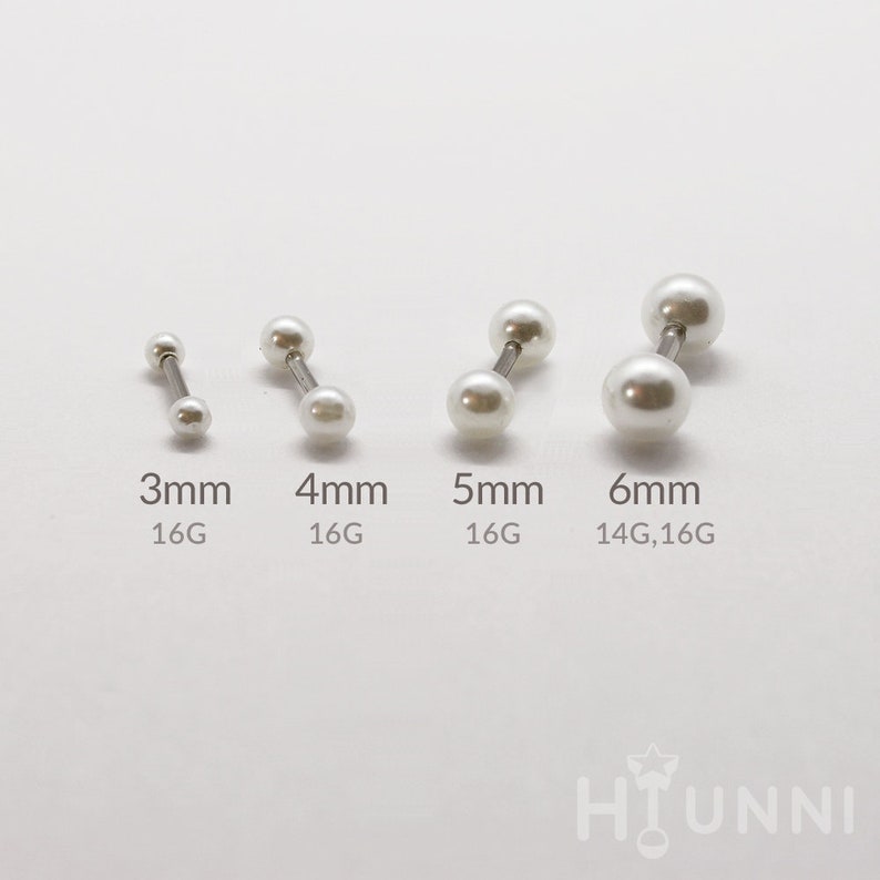 16g 14g Dainty Thin Chain Pearl Industrial Piercing Earring - Etsy