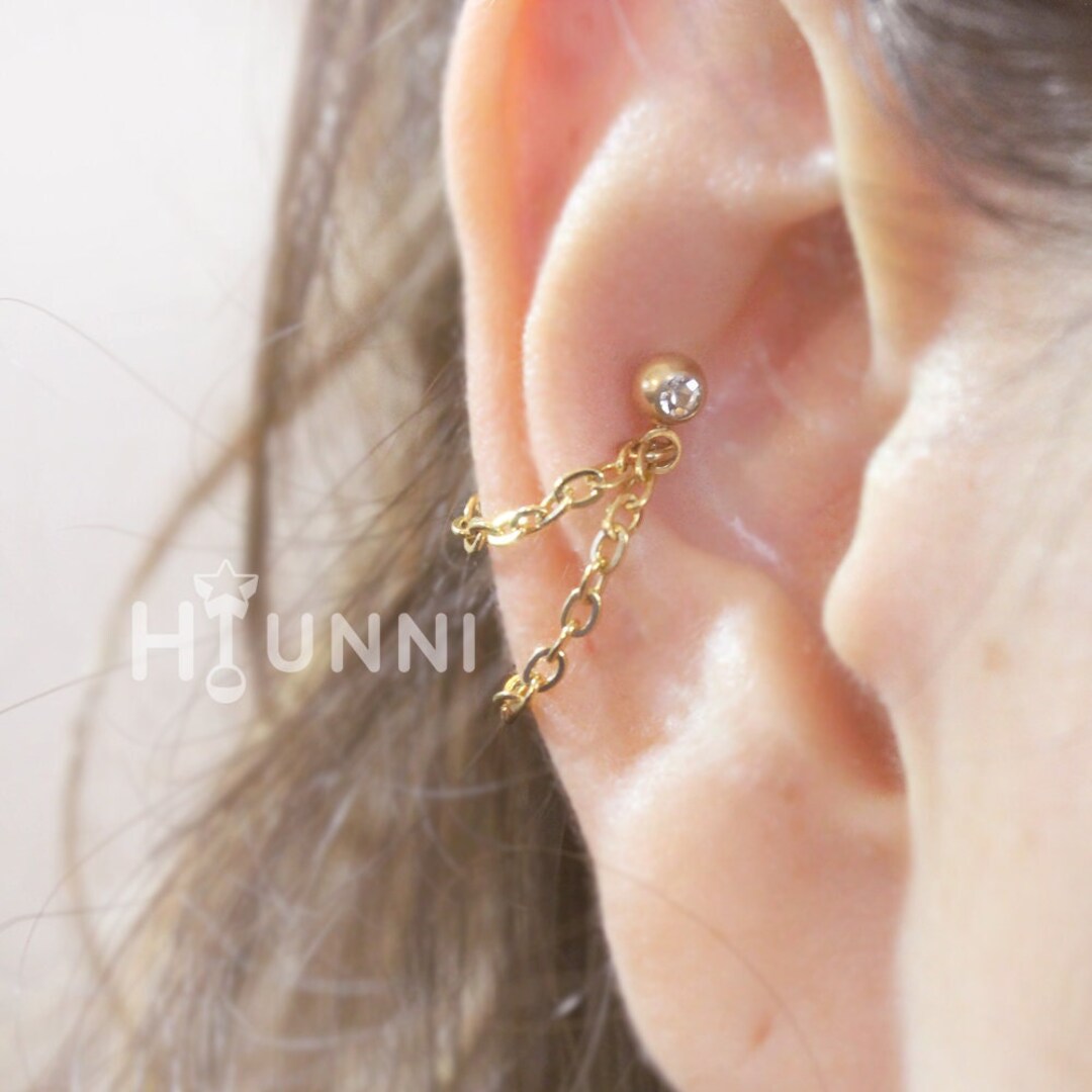 20g 16g Double Chain Conch Ear Stud, Conch Hoop Double Chain Ring ...