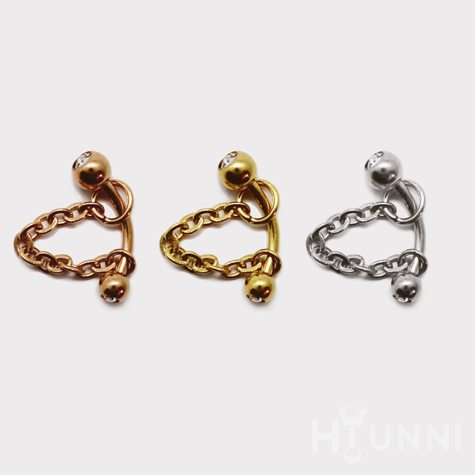 16g Chain Curved Barbell Rook Chain Earring Eyebrow Ring - Etsy