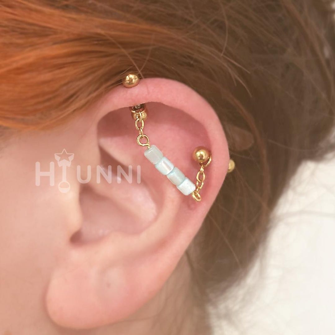 16g 14g Natural Stone Sea Shell Industrial Piercing Earrings, Helix ...