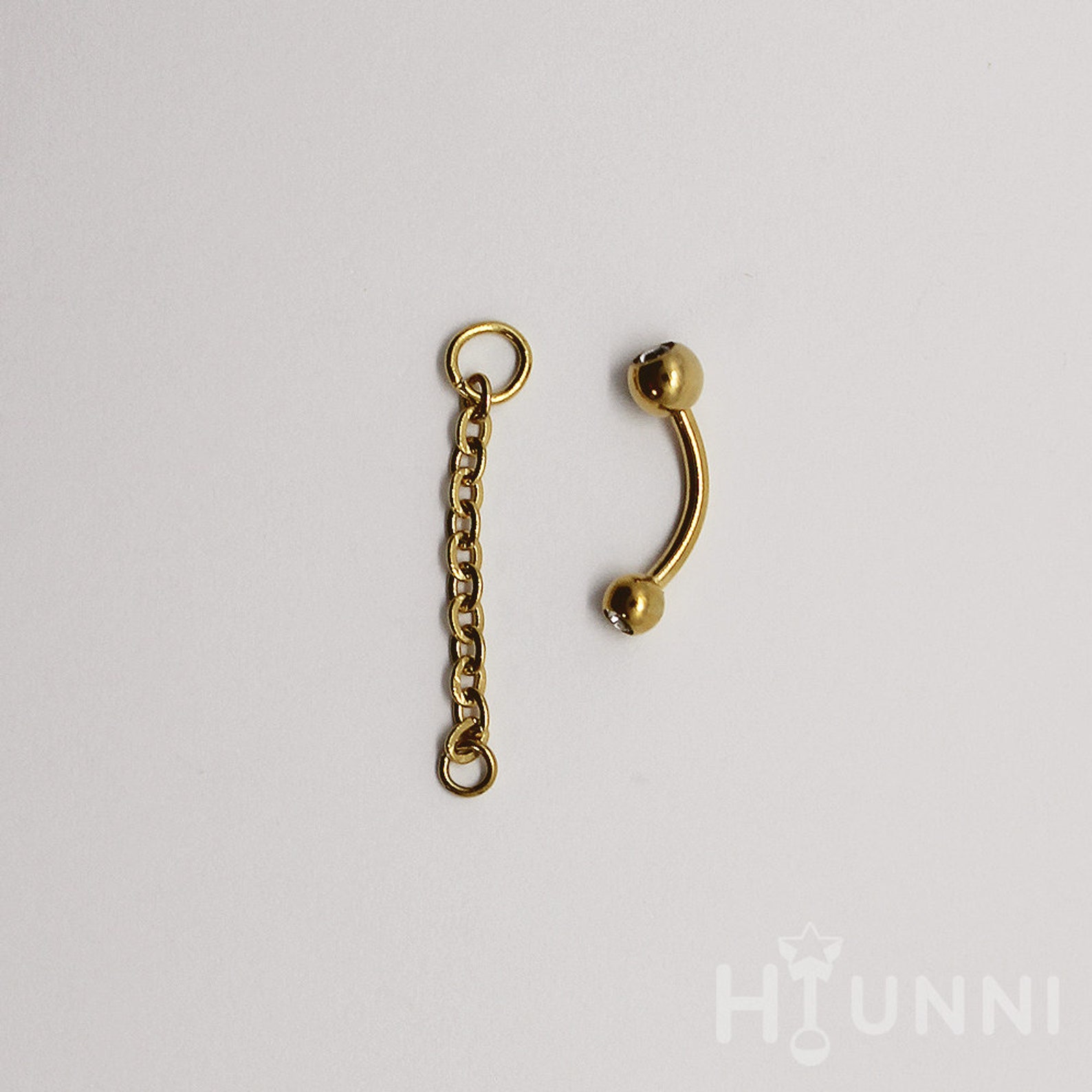 16g Chain Curved Barbell, Rook Chain Earring, Eyebrow Ring, Belly ...