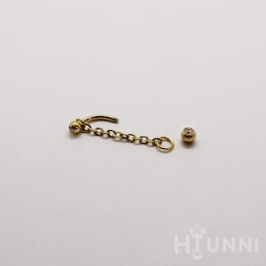 16g Chain Curved Barbell, Rook Chain Earring, Eyebrow Ring, Belly ...