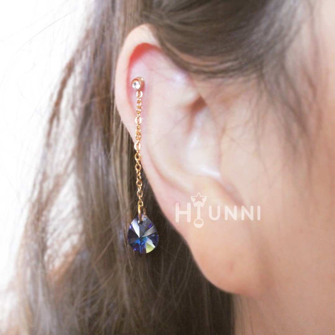 20g, 16g Tear Drop Dangle Cartilage Ear Stud Helix Earring 316l ...