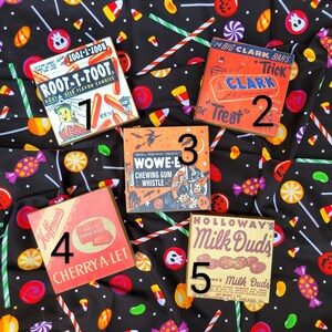 Vintage Halloween Candy Wood Blocks- Halloween Tiered Tray- Halloween ...