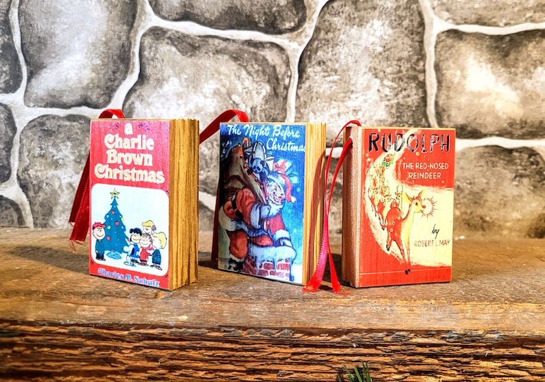 Vintage Style Childrens Christmas Story Book Wood Blocks Mini - Etsy