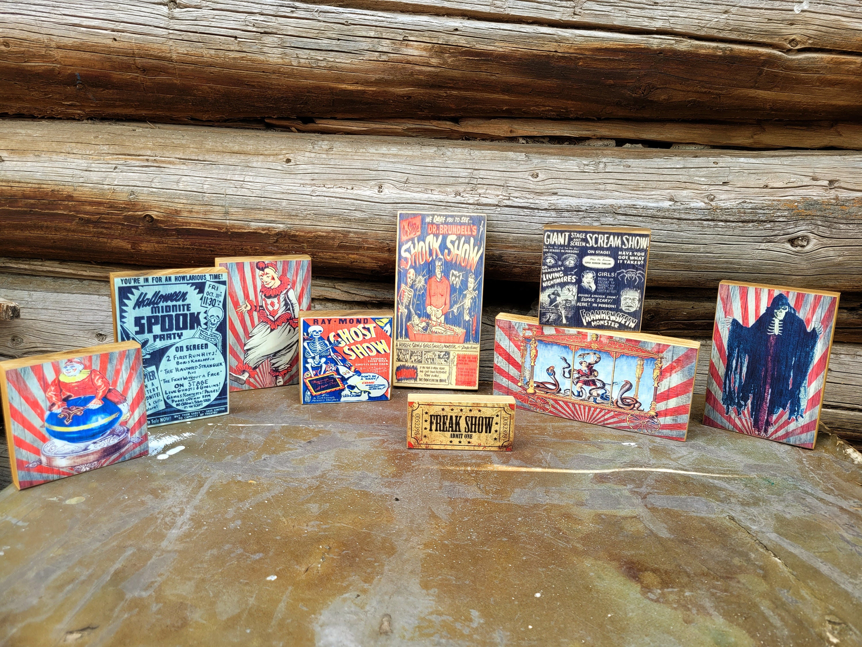 Vintage Style Halloween Freak Show Wood Blocks Halloween - Etsy