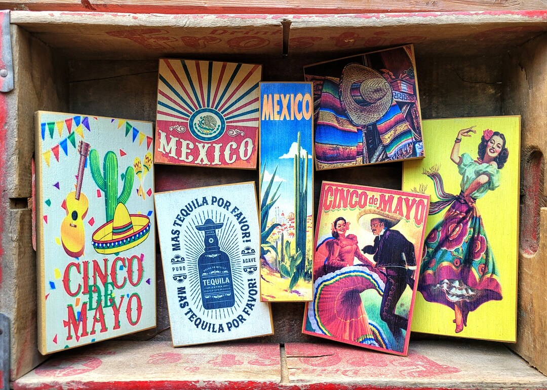 Cinco De Mayo Tiered Tray Decor- Vintage Mexico- Happy Cinco De Mayo ...