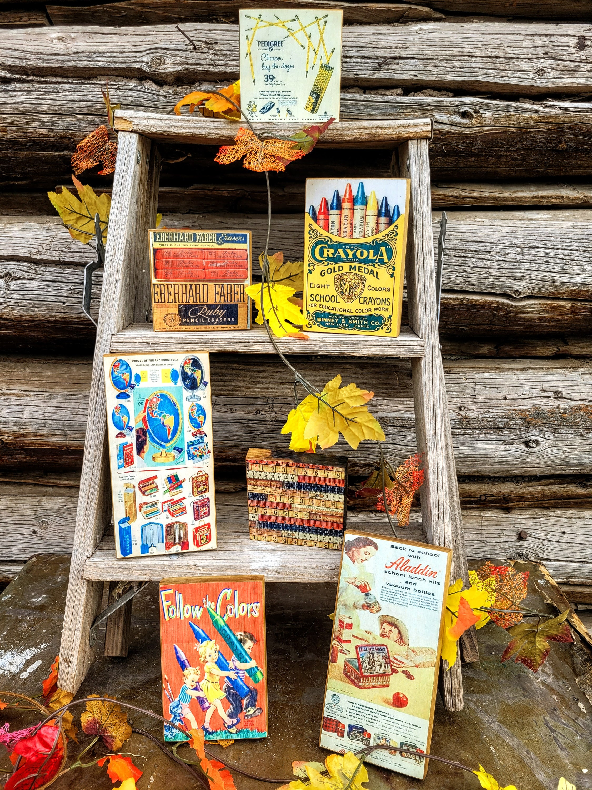 Back to School Decor- Vintage Style- Vintage Crayons- Vintage Tiered ...