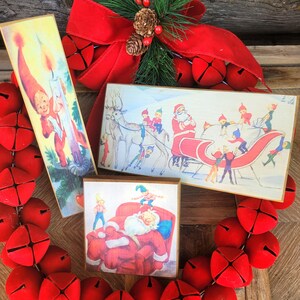 Christmas Elves Wood Blocks- Vintage Style Christmas Tiered Tray Decor ...