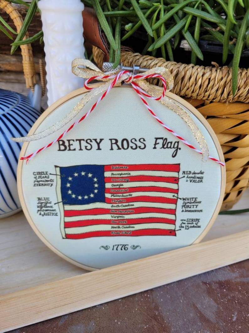 Betsy Ross Flag- Patriotic Flag- Embroidery Hoop Wall Sign - Etsy