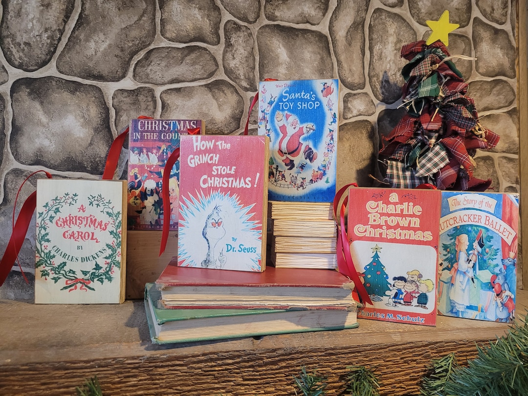 Childrens Christmas Book Vintage Style Wood Blocks or Ornaments Large ...