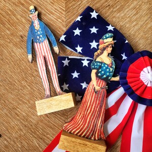 Primitive Uncle Sam Lady Liberty- Vintage 4th of July Decor- Primitive ...