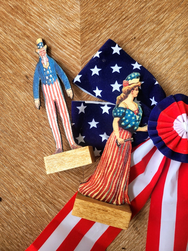 Primitive Uncle Sam Lady Liberty- Vintage 4th of July Decor- Primitive ...